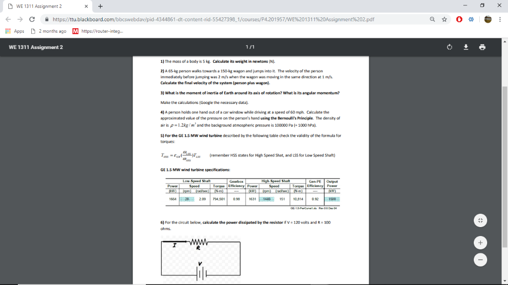 Solved WE 1311 Assignment 2 С https://ttu.blackboard.c | Chegg.com