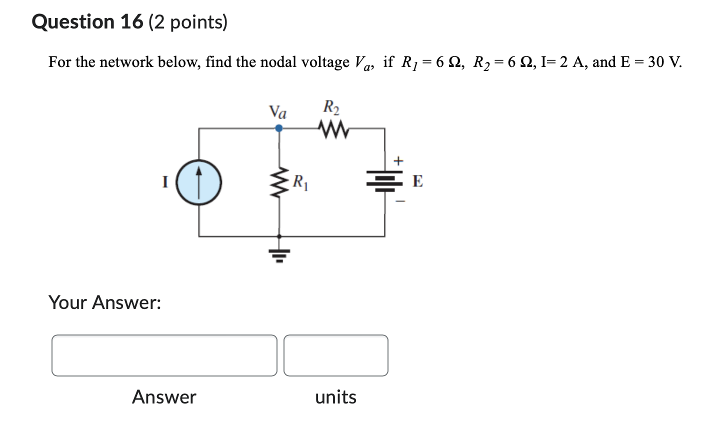 Solved For the network below, find the nodal voltage Va, if | Chegg.com