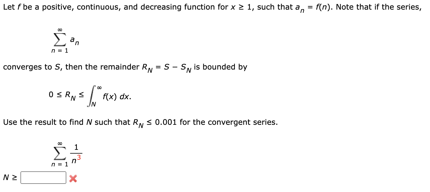 Solved Let f be a positive, continuous, and decreasing | Chegg.com