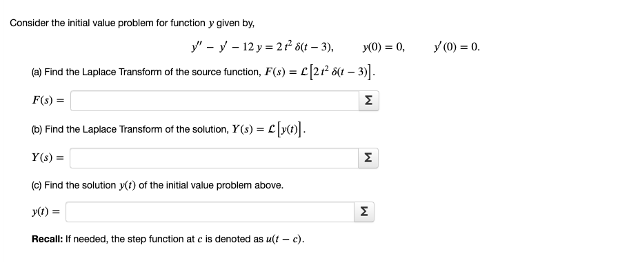 Solved Consider the initial value problem for function 𝑦y | Chegg.com