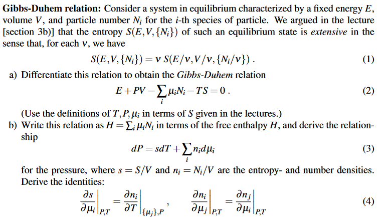 Solved Gibbs-Duhem relation: Consider a system in | Chegg.com