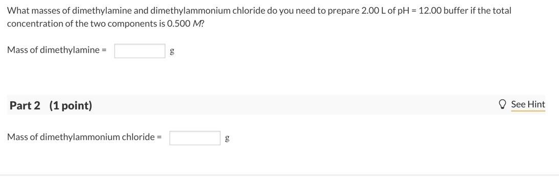 Solved What masses of dimethylamine and dimethylammonium | Chegg.com