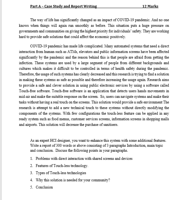 Part A - Case Study and Report Writing 12 Marks The | Chegg.com
