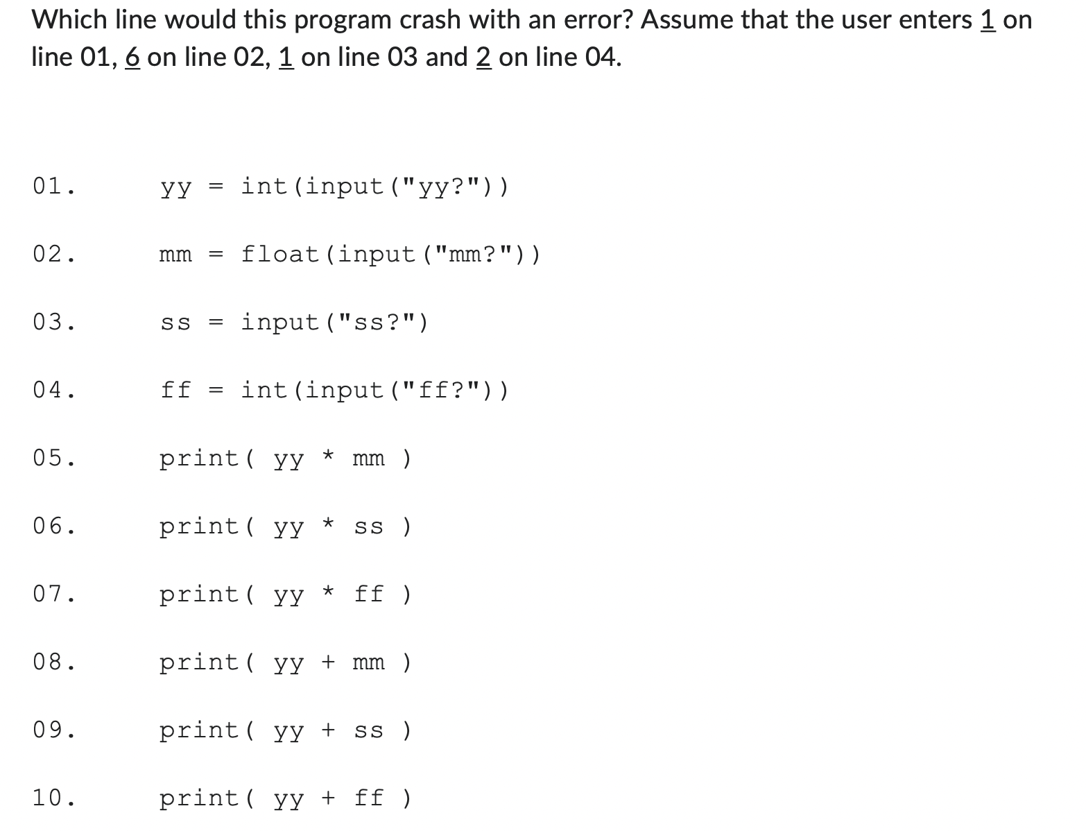 Solved Which line would this program crash with an error? | Chegg.com