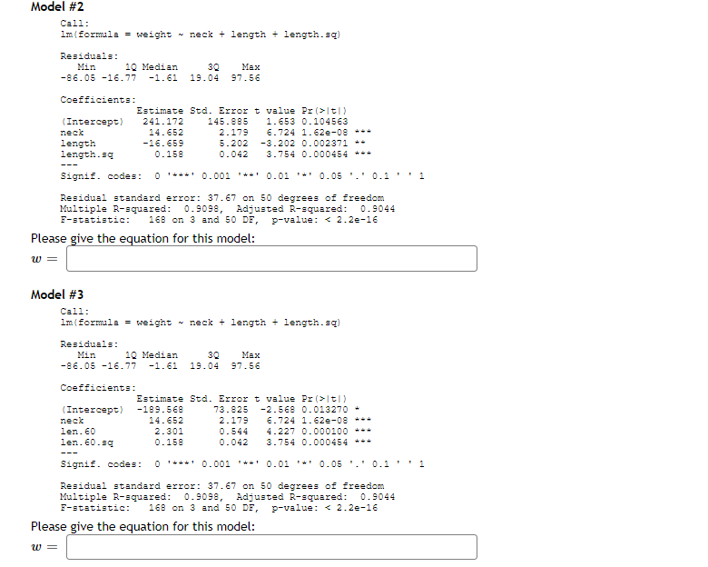 The following is the R output for 3 different | Chegg.com