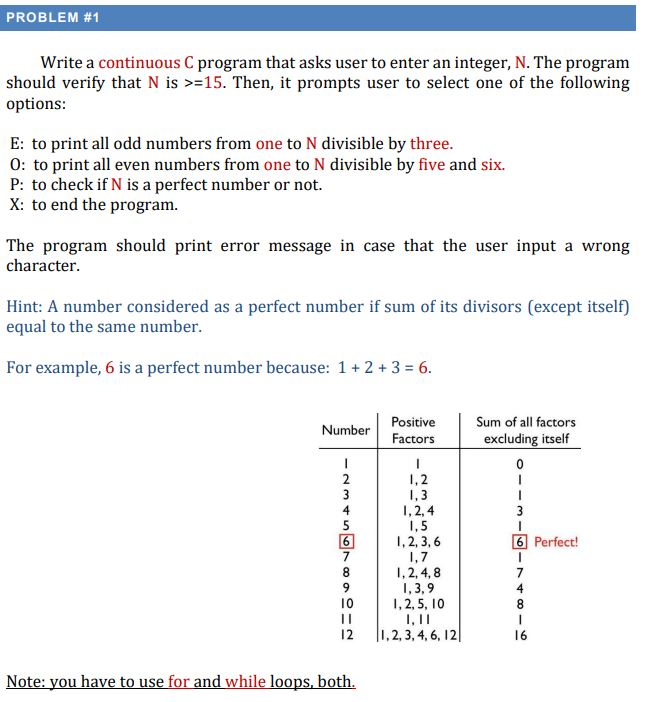 Solved PROBLEM #1 Write a continuous C program that asks | Chegg.com