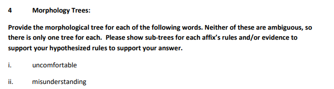 Morphology Trees: Provide the morphological tree for | Chegg.com