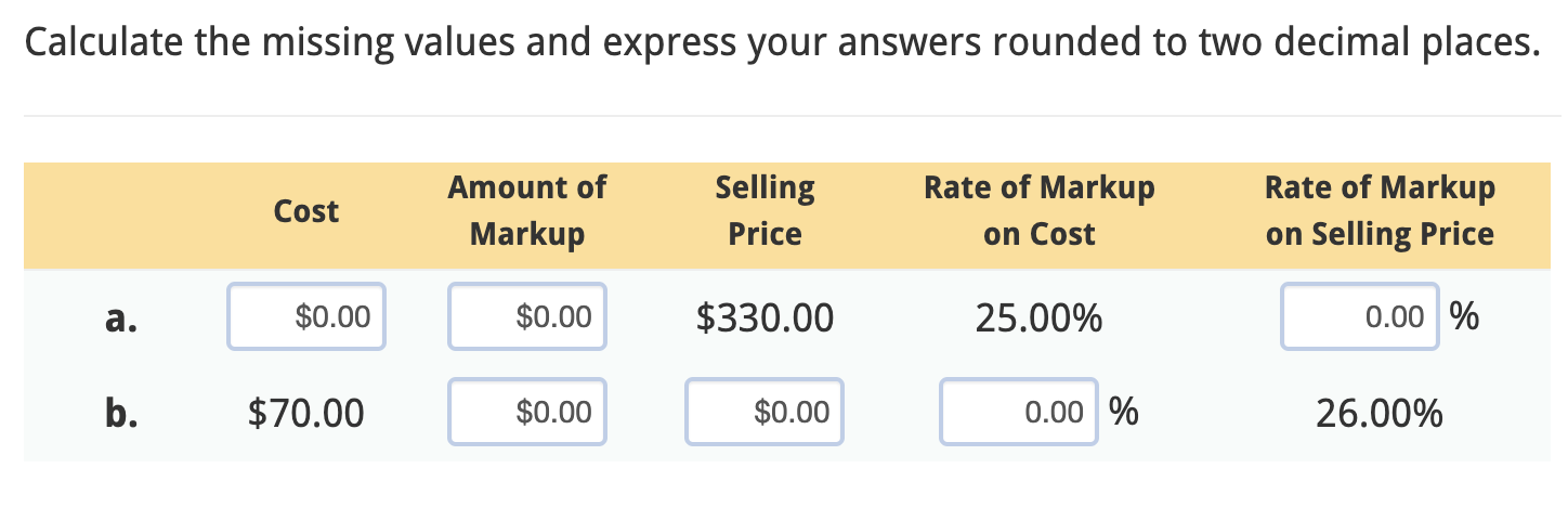 Solved Calculate the missing values and express your answers | Chegg.com
