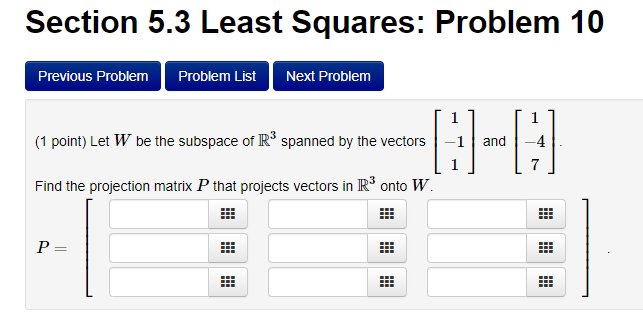 Solved Section 5.3 Least Squares: Problem 10 Previous | Chegg.com