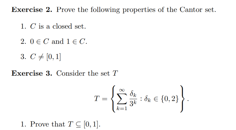 Solved 2 Construction We construct the standard Cantor set | Chegg.com