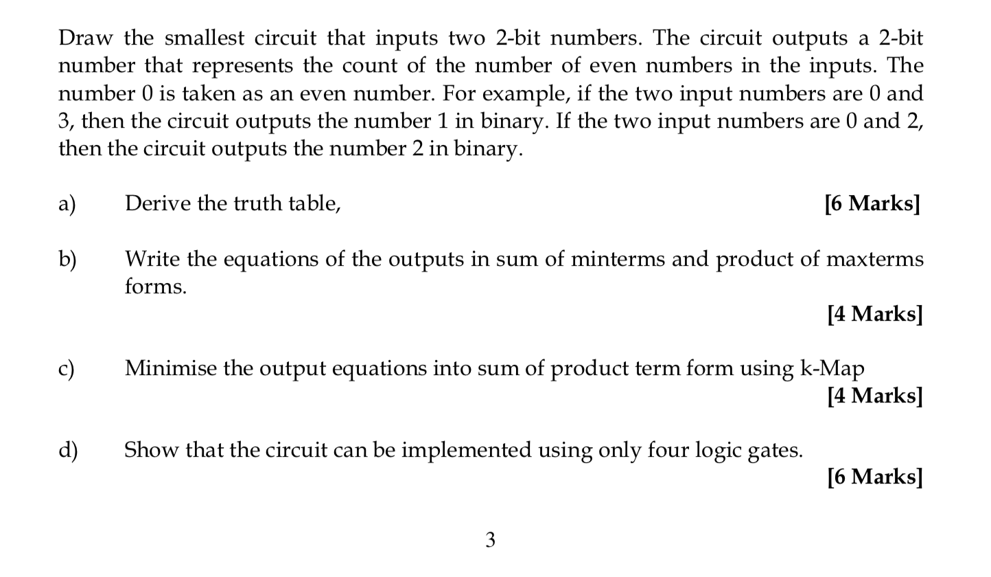 Solved Draw the smallest circuit that inputs two 2-bit | Chegg.com