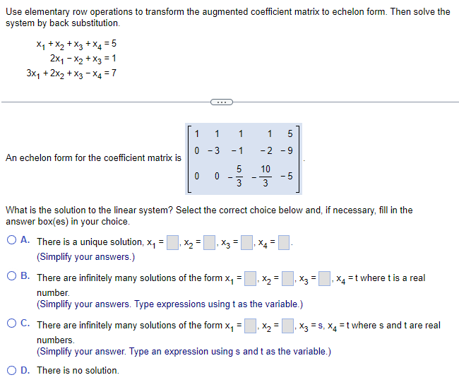 Solved Use elementary row operations to transform the | Chegg.com