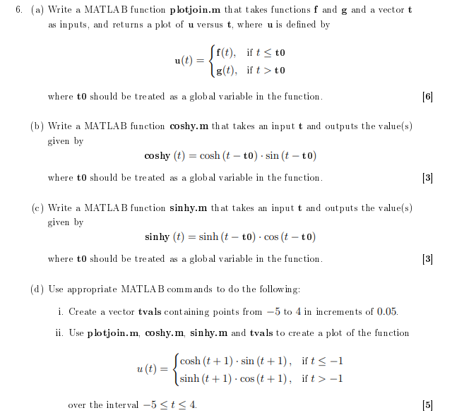 Solved 6. (a) Write a MATLAB function plotjoin.m that takes | Chegg.com