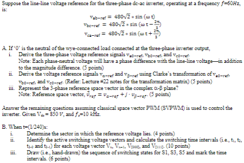 Solved Suppose the line-line voltage reference for the | Chegg.com