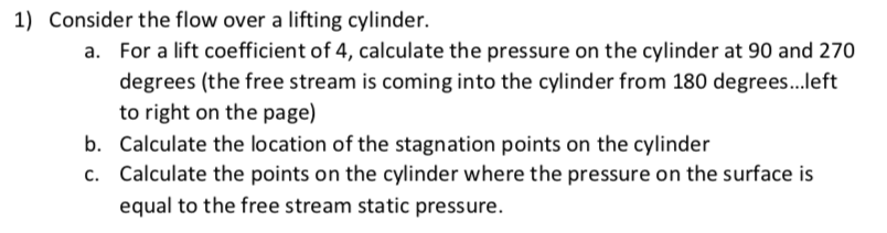 Solved 1) Consider the flow over a lifting cylinder. a. For | Chegg.com