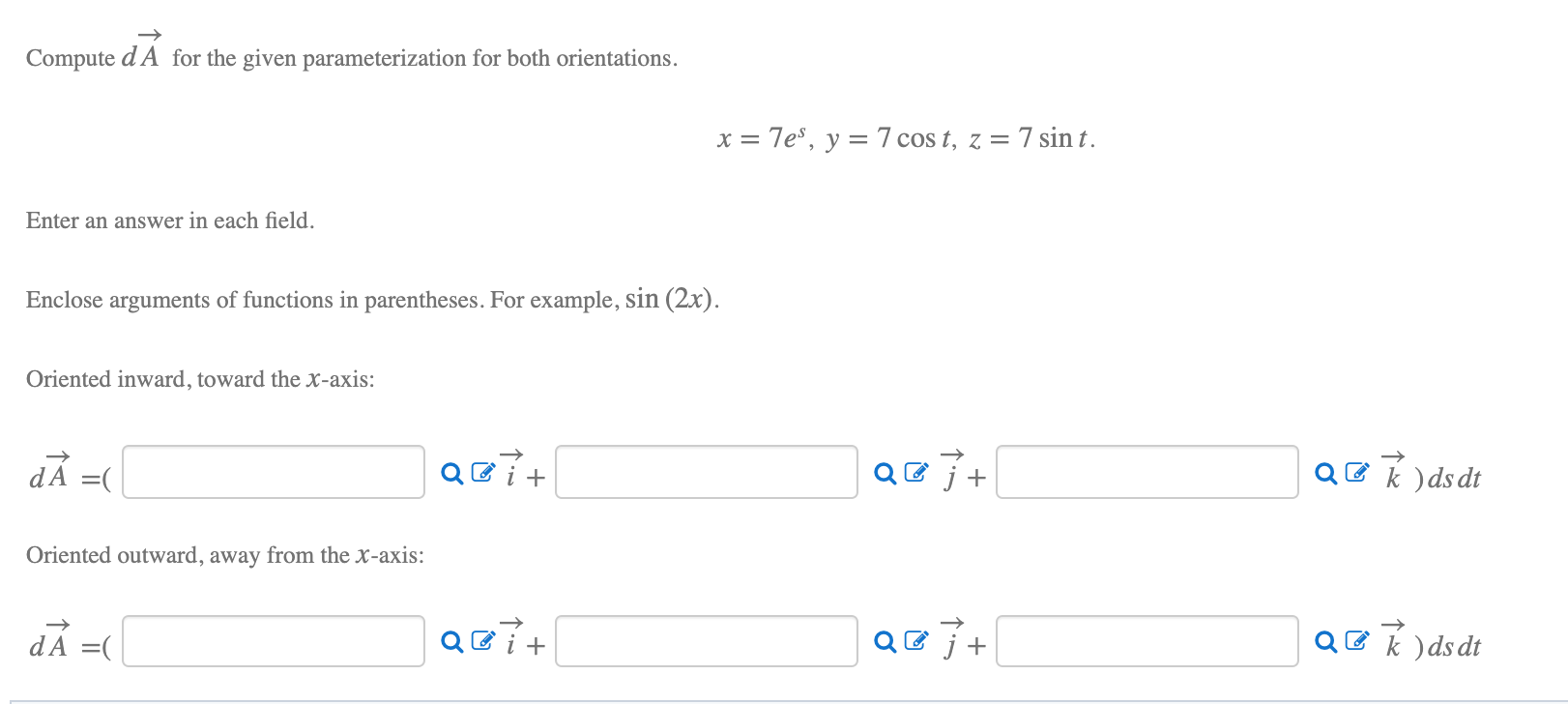 Solved Compute d A for the given parameterization for both | Chegg.com