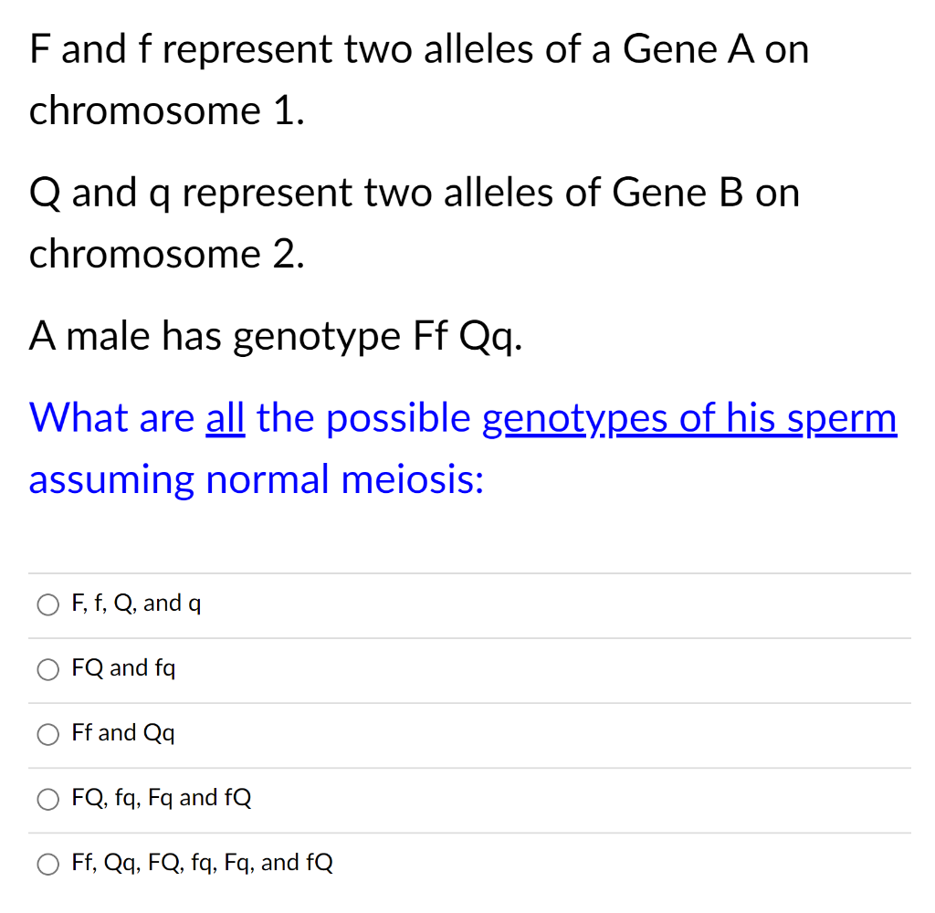 Solved F and f represent two alleles of a Gene A on | Chegg.com