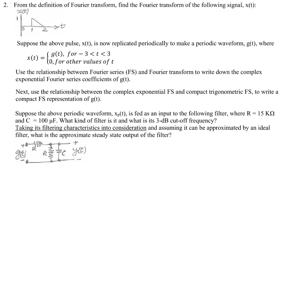 2. From the definition of Fourier transform, find the | Chegg.com
