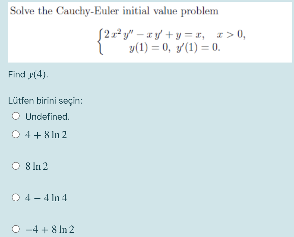 Solved Solve The Cauchy Euler Initial Value Problem S2x2y 0352