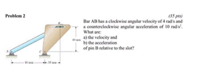 Solved Problem2 33 pts Bar AB has a clockwise angular | Chegg.com