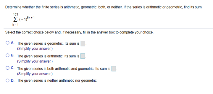Solved Determine whether the finite series is arithmetic, | Chegg.com