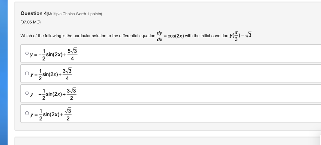 Solved Question 1(Multiple Choice Worth 1 points) (07.05 MC) | Chegg.com