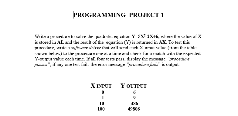 Programming Project 1 Write A Procedure To Solve The 