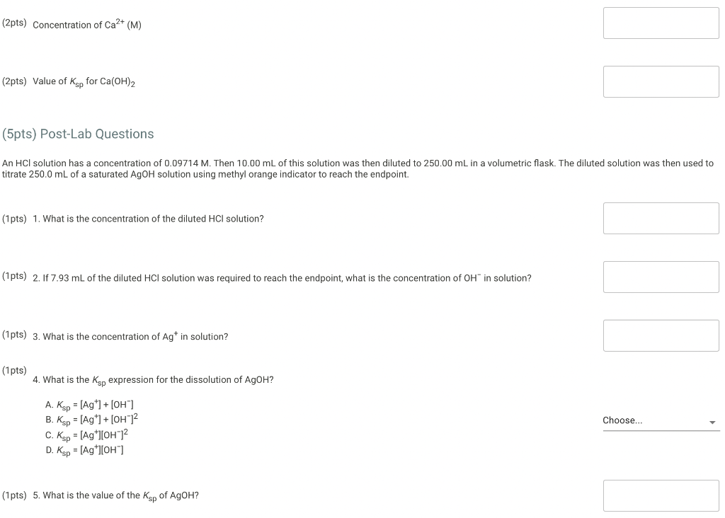 Solved (2pts) Determination of a Solubility Product Constant | Chegg.com