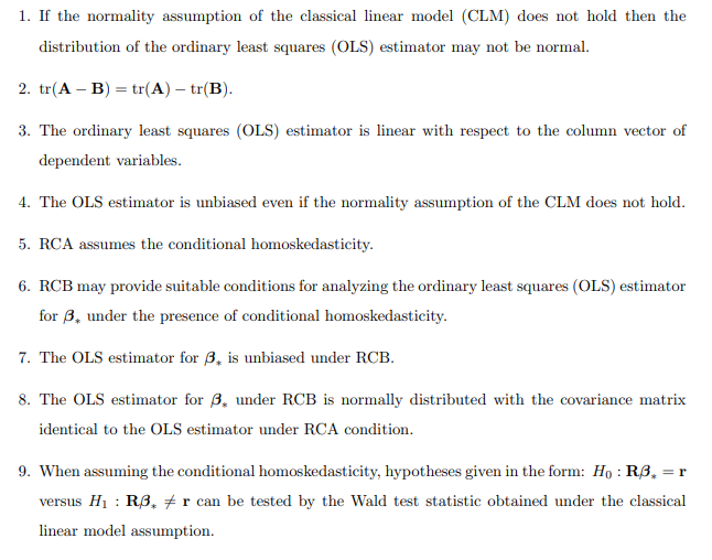 Solved 1. If the normality assumption of the classical | Chegg.com