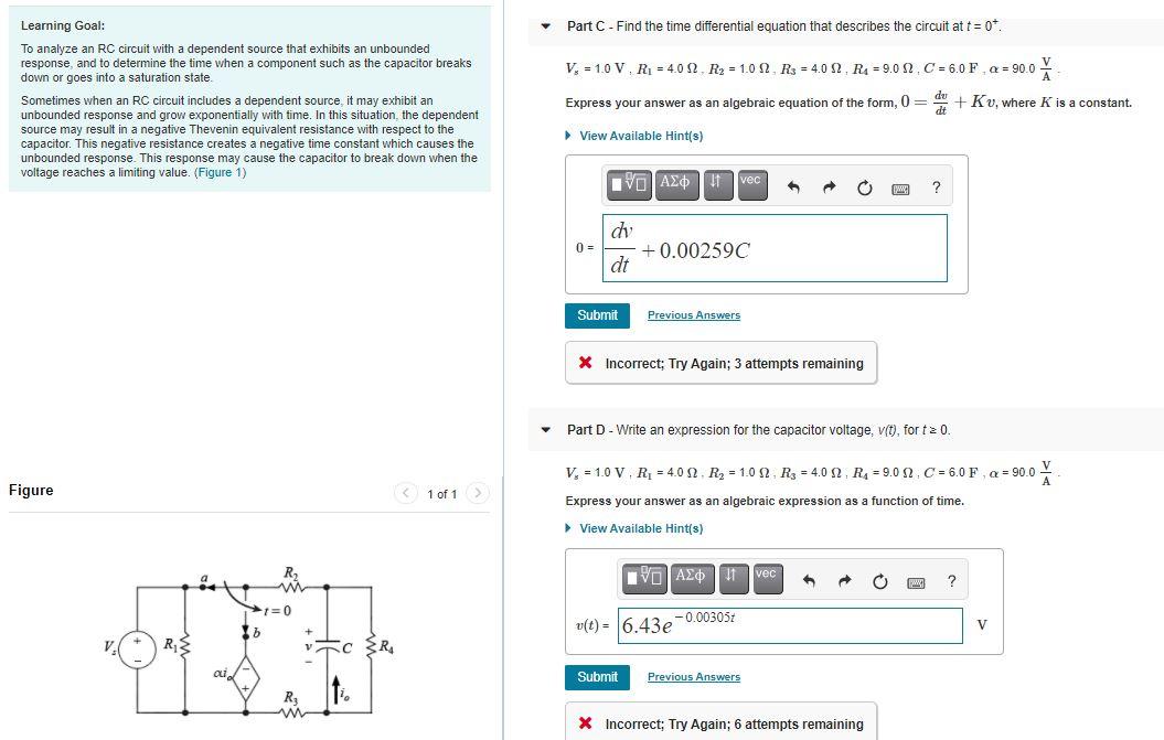 Solved Review Constants Part A - Find the initial voltage | Chegg.com