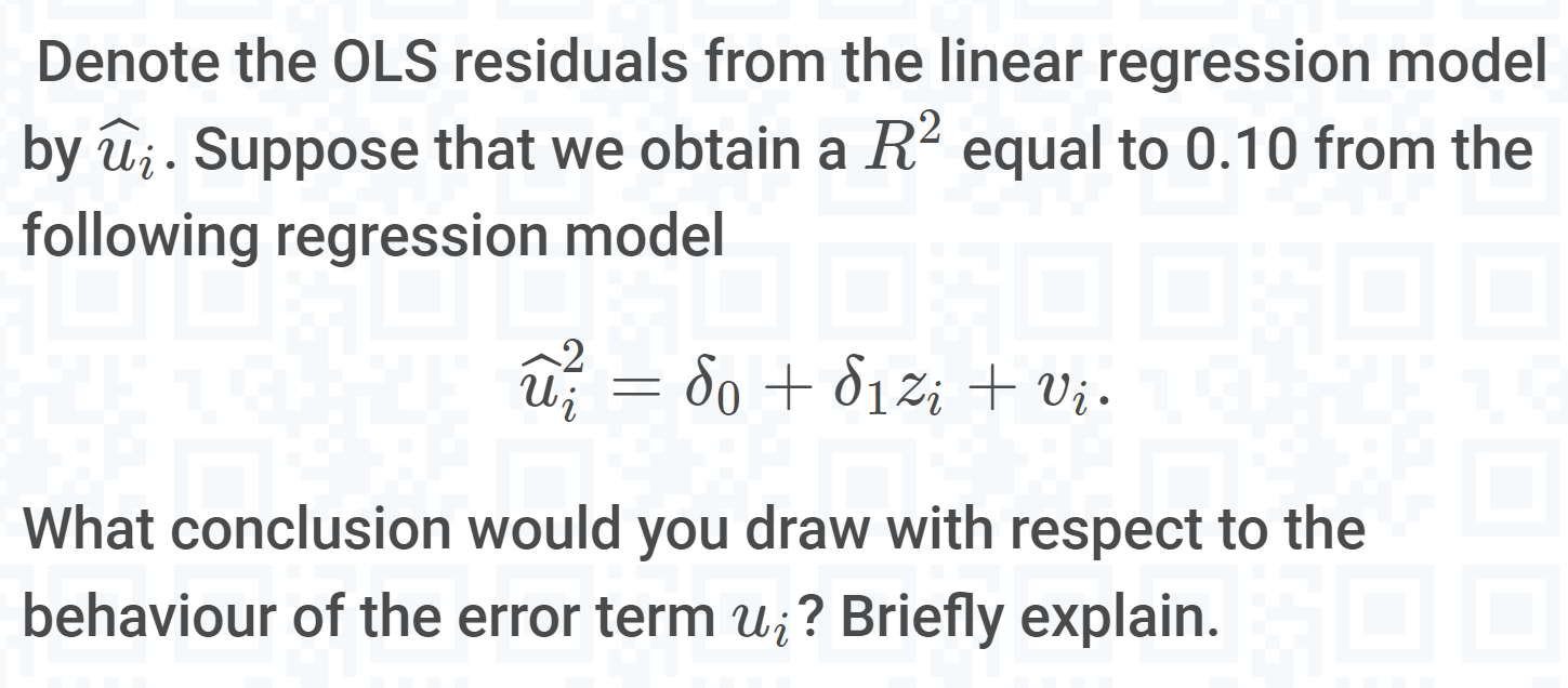Solved Denote the OLS residuals from the linear regression | Chegg.com