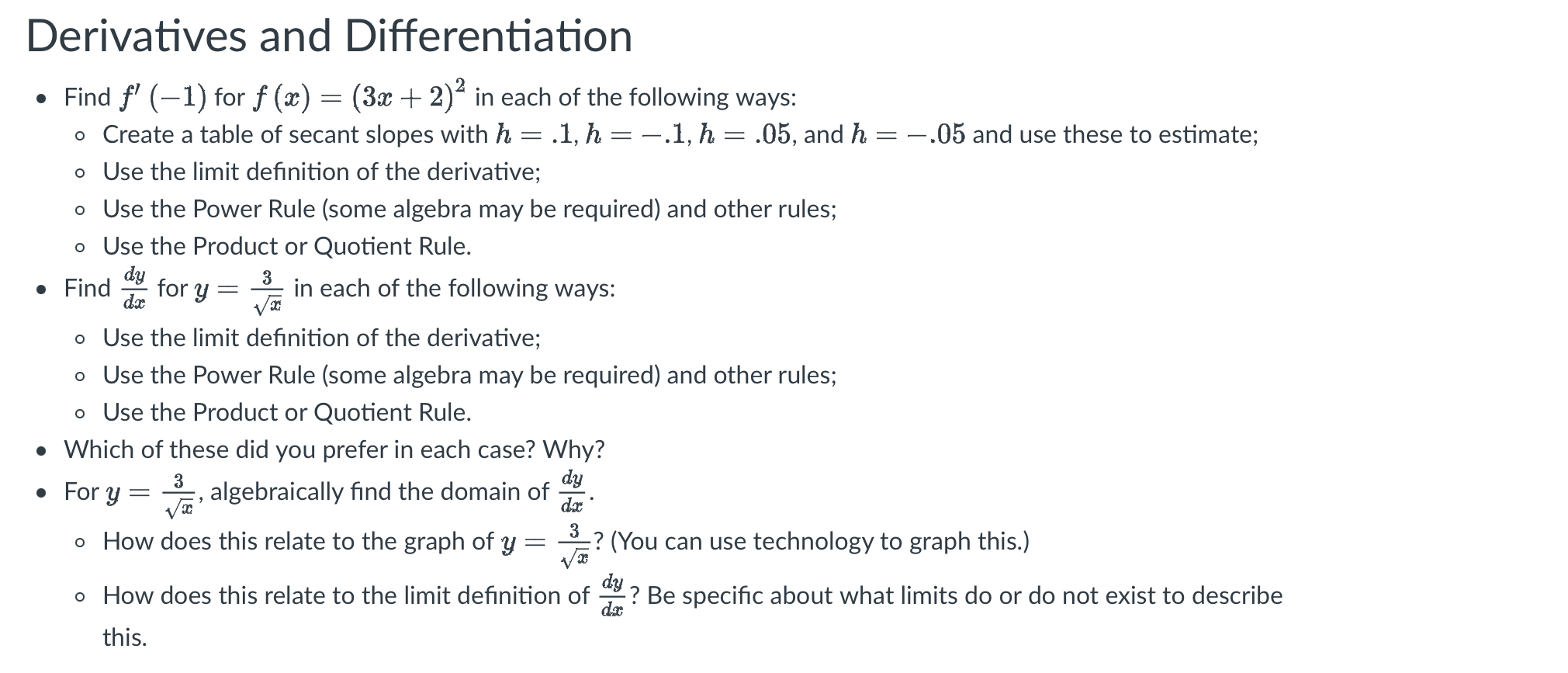 Solved Derivatives and Differentiation - Find f′(−1) for | Chegg.com