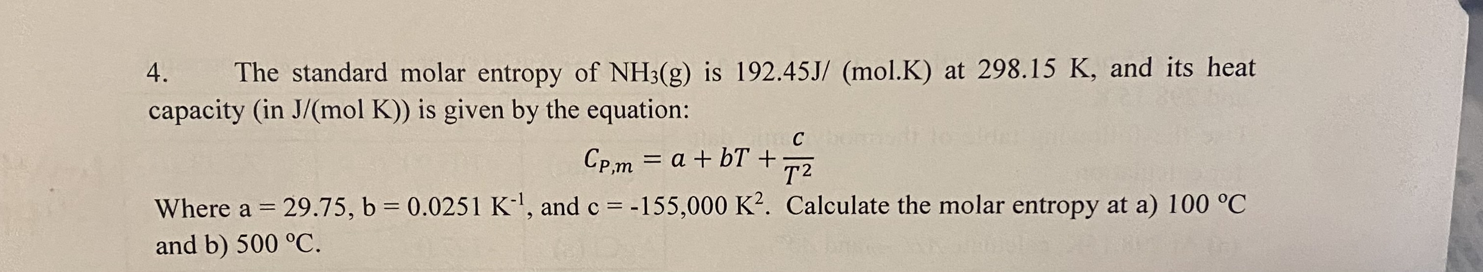 Solved The standard molar entropy | Chegg.com