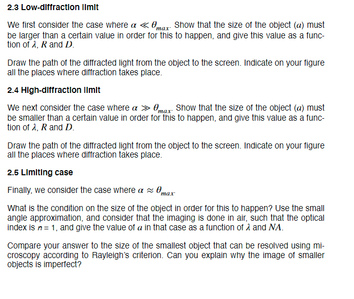 2.3 ﻿Low-dlffraction IImItWe first consider the case | Chegg.com