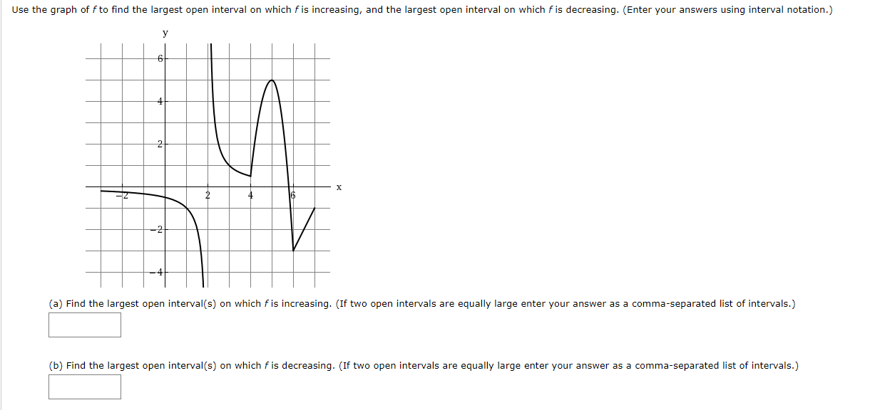 Solved Use the graph of fto find the largest open interval | Chegg.com