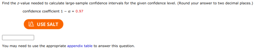 Solved Find the z-value needed to calculate large-sample | Chegg.com