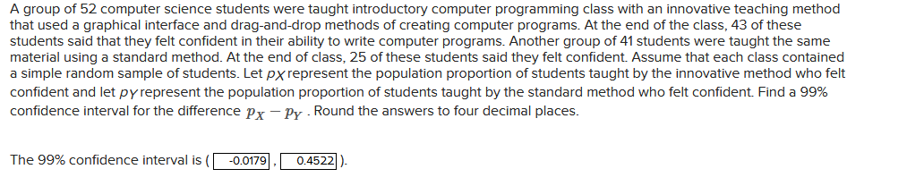 Solved A group of 52 computer science students were taught | Chegg.com