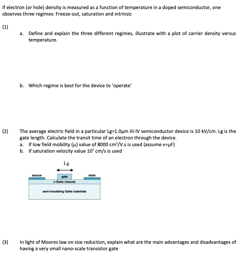 Solved If Electron Or Hole Density Is Measured As A