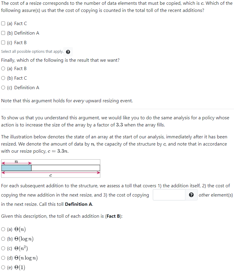 Solved How Many Times Is The Array Resized For A Sequence Chegg