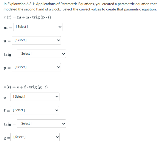 Solved Exploration 6.3.1: Applications of Parametric | Chegg.com