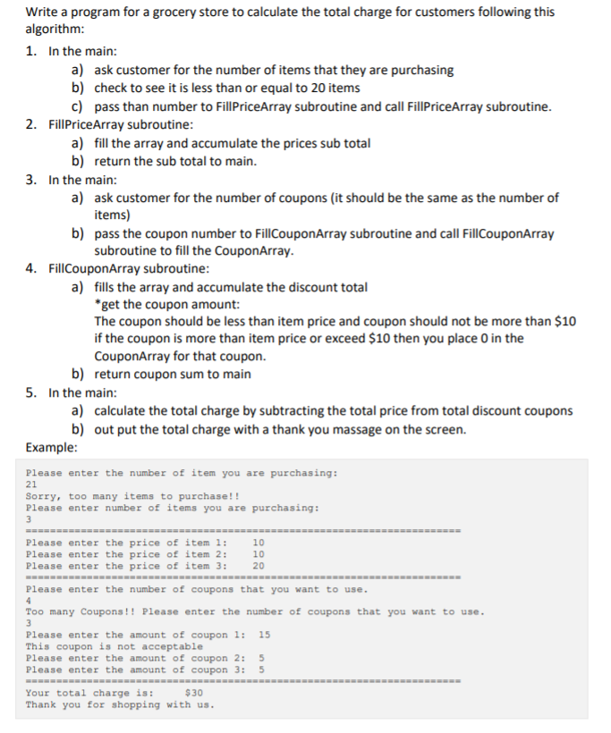 Solved Write a program for a grocery store to calculate the | Chegg.com