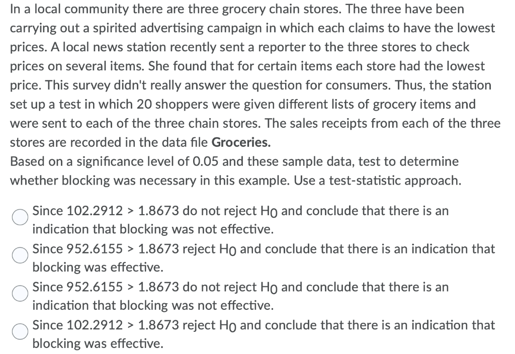 Solved In a local community there are three grocery chain | Chegg.com