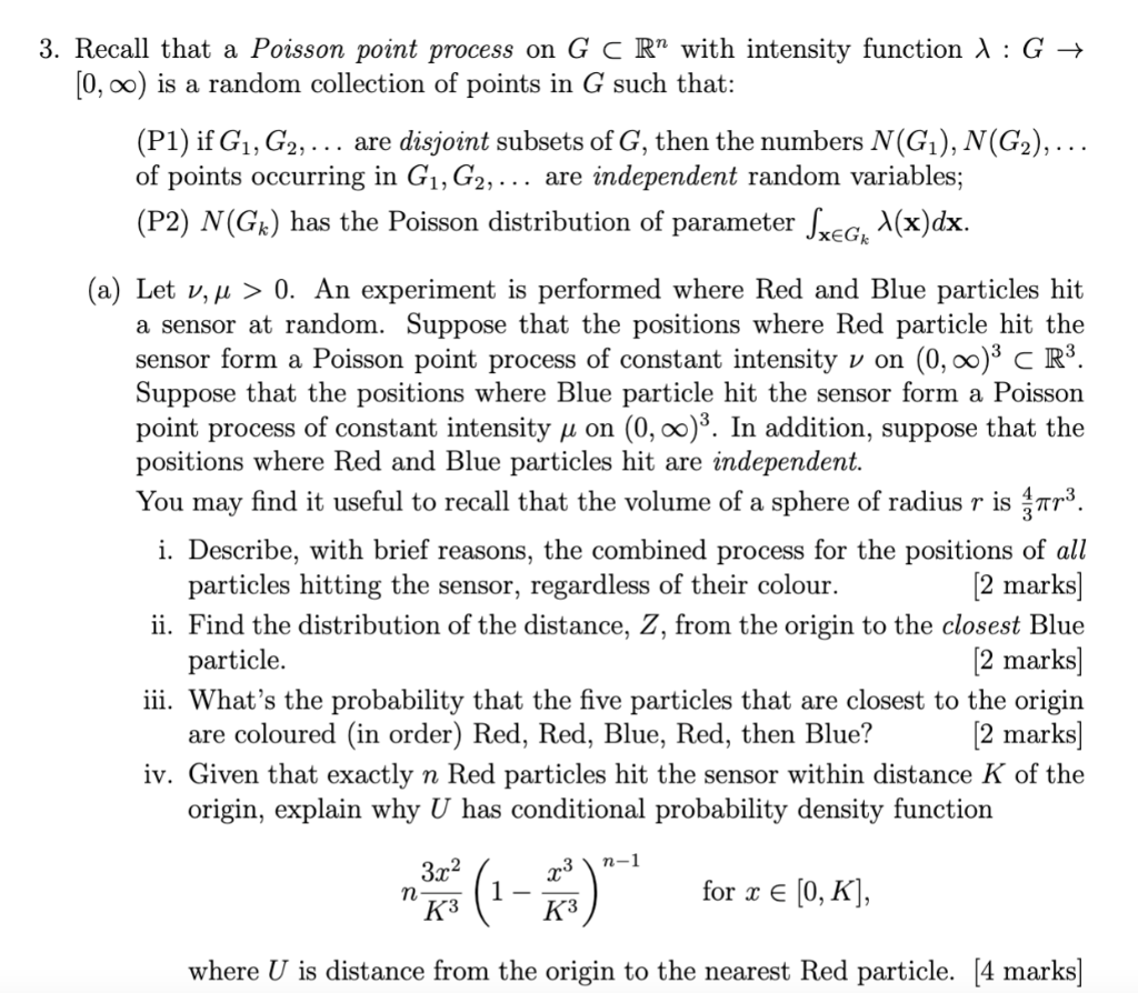 3. Recall that a Poisson point process on G C R" with | Chegg.com