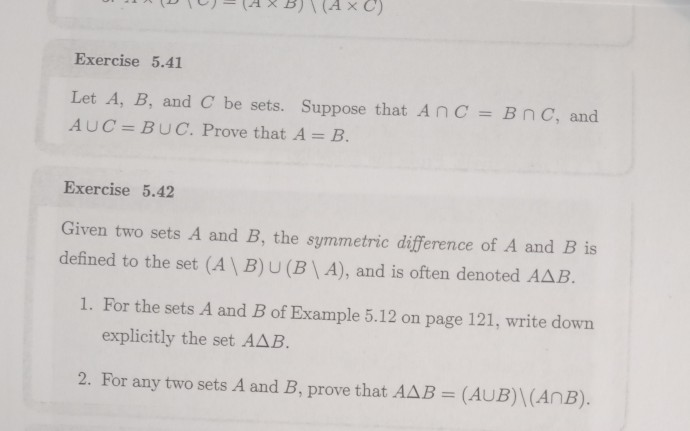 Solved " D =AXB) (AXC) Exercise 5.41 Let A, B, and C be | Chegg.com