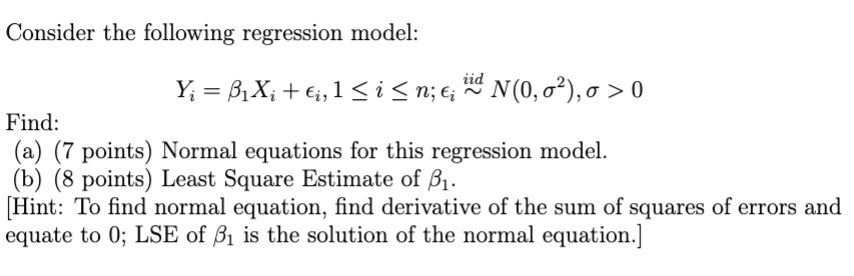 Solved Consider the following regression model: \\[ | Chegg.com