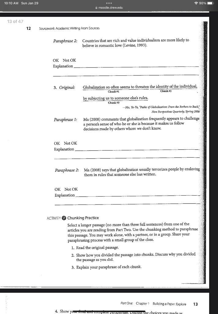 Use the chunking method to paraphrase this sentence. | Chegg.com