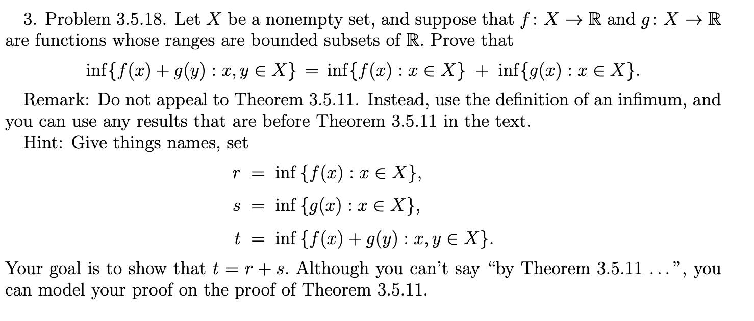 Solved 3. Problem 3.5.18. Let X be a nonempty set, and | Chegg.com