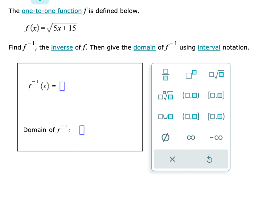 Solved The one-to-one function f is defined below. | Chegg.com