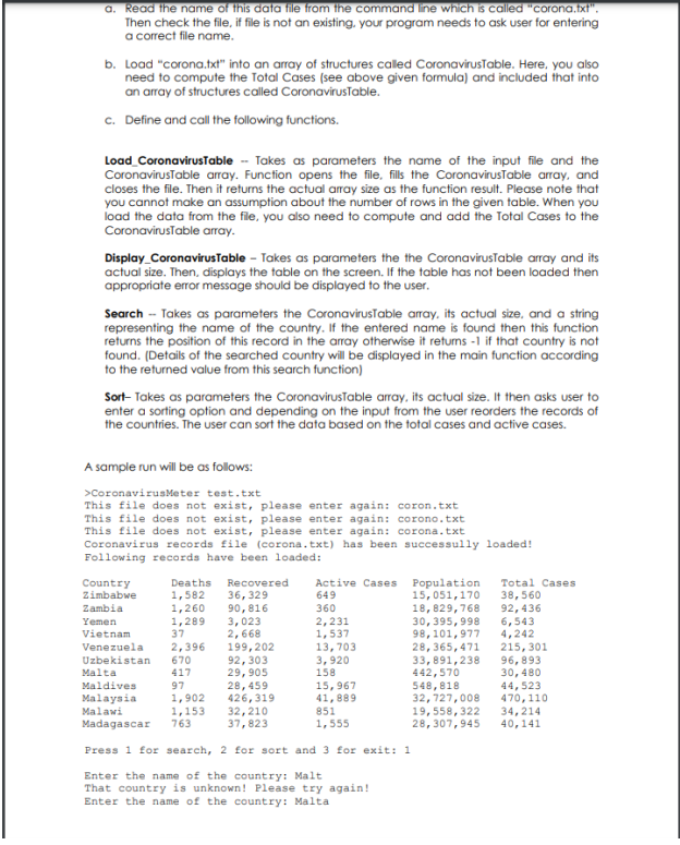 Solved Programming Assignment 4: Coronavirus Meter Purpose: | Chegg.com