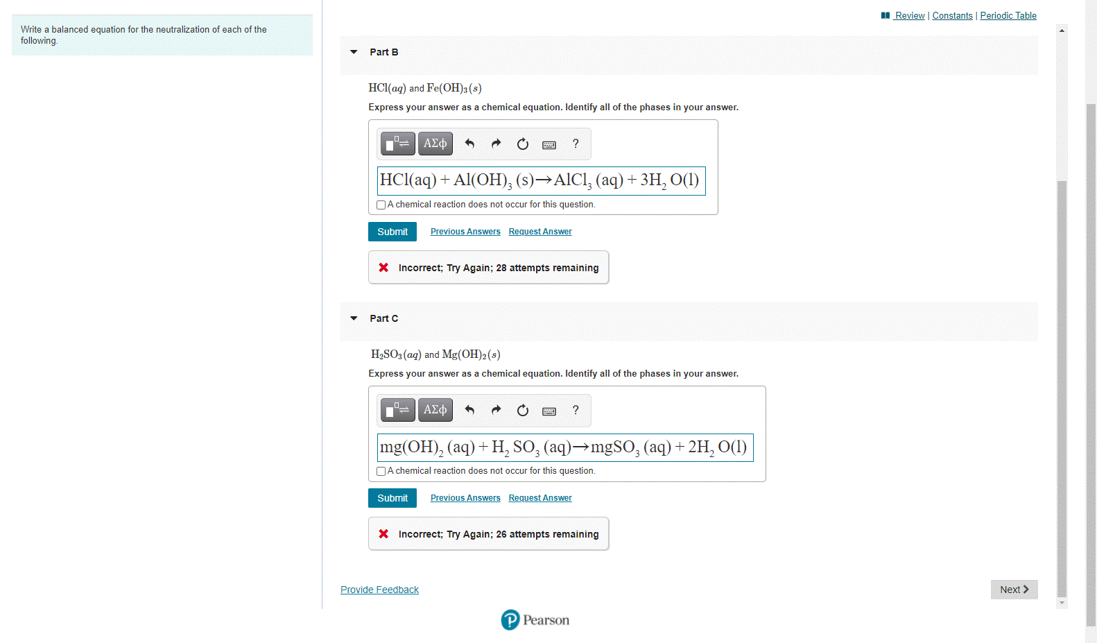 Solved Review Constants Periodic Table Write a balanced | Chegg.com